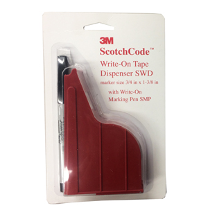 3M SWD, ScotchCode Write-On Dispenser with Tape and Pen 3/4 x 1-3/8 Inch