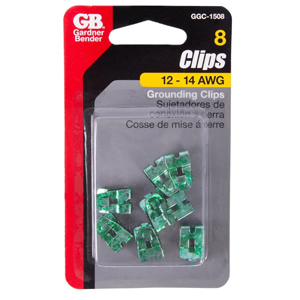 Gardner Bender GGC-1508, Green Grounding Clips 1=Qty of 8