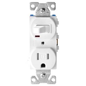 Cooper Wiring TR274W, 1-Pole Switch/Tamper Receptacle 15A, 125V Combo ...