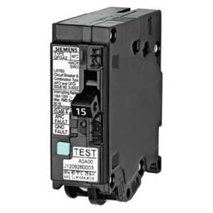 Siemens QA115AFCN 1 Pole 15 Amp 10KA Arc-Fault Plug-On Breaker