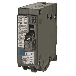 Siemens QA120AFCN 1 Pole 20 Amp 10KA Arc-Fault Plug-On Breaker