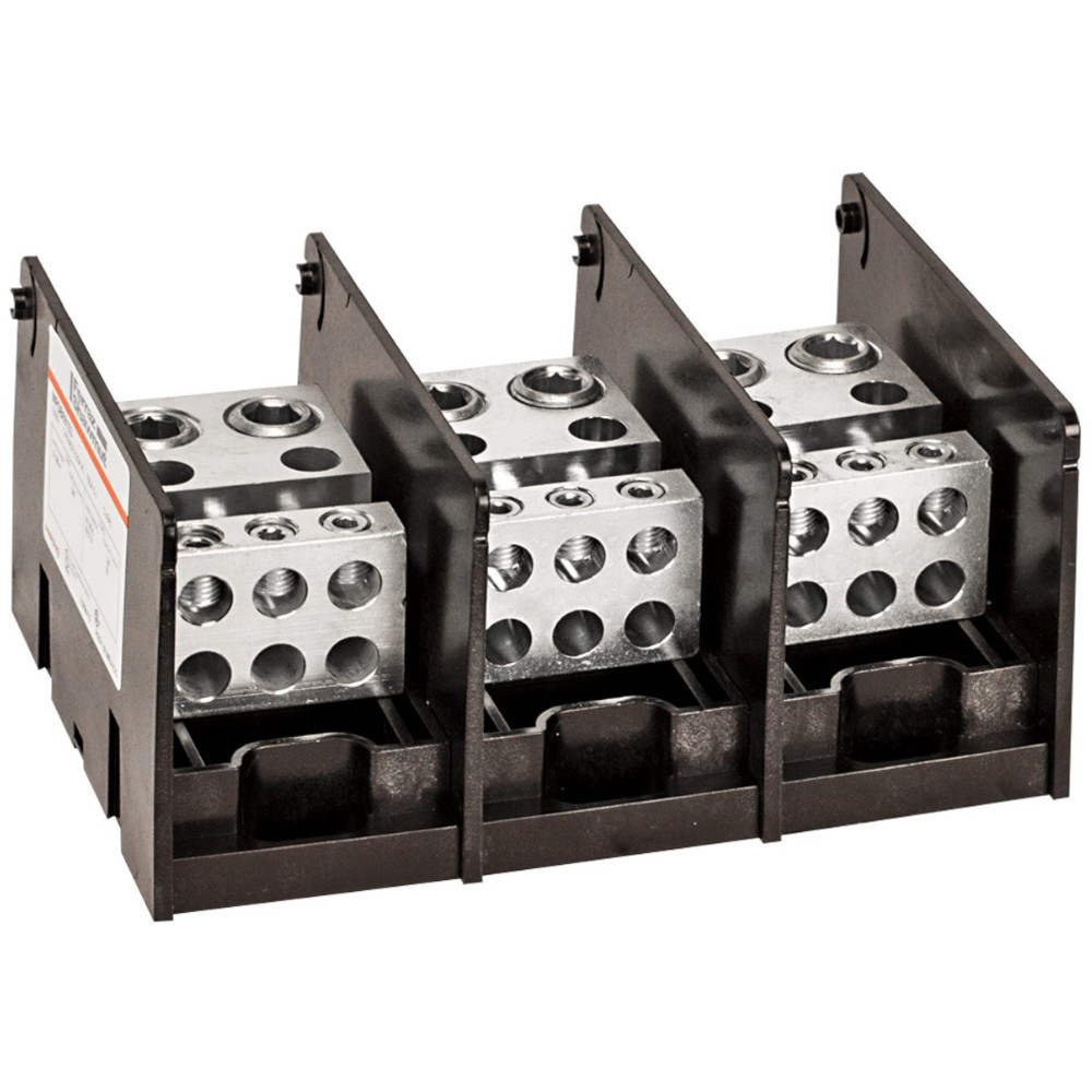 Ferraz Shawmut MPDB69073 Distribution Block 3-Pole 600VAC 380 Amp Line (1)500kcmil-4AWG Load (6 ...