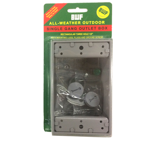 BWF 1503-1 1G (3) 1/2" Hole Outlet Box w/Lug Grey 1503