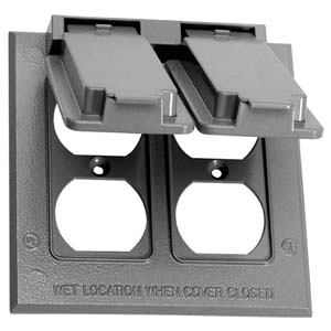 BWF 4261-1 2-Gang Weatherproof Duplex Receptacle Cover, Gray