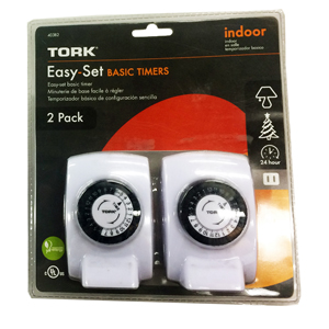 Nsi Tork 403B2 Easy Set Basic Timer 24 Hour Plug-In Timers 2 Pack