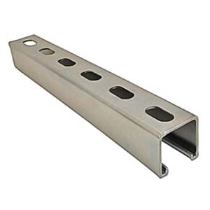 Oval Slot Channel, 1 5/8" W, 2 7/16" D, 10ft. L, 12 ga, Pre-Galvanized