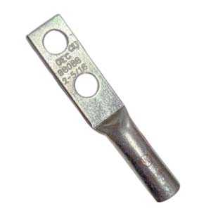 OEC 98088 #2 Stranded 5/16" Stud 2-Hole Long Barrel Copper Crimp Lug, Brown