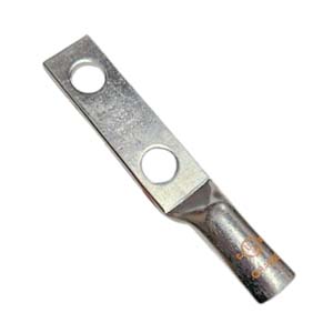 OEC 98100A 3/0 1/2" Stud 2-Hole Long Barrel Copper Crimp Lug, Orange