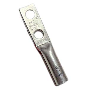 OEC 98086 #4 Stranded 1/4" Stud 2-Hole Long Barrel Copper Crimp Lug, Gray