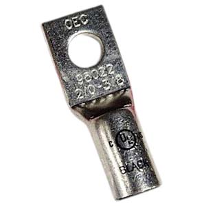 OEC 98022 2/0 3/8" Stud 1-Hole Copper Crimp Lug, Black