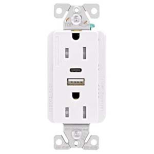 COOPER TRUSBAC15W-BOX 5.0A USB A-C DUPLEX RECEPTACLE 15A 125V W