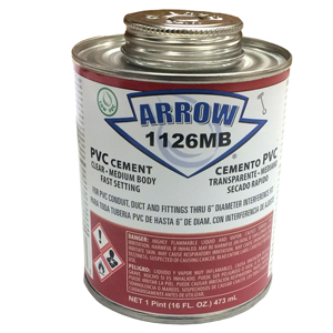PVC Cement Regular Clear Cement for +40 Deg. F to 110 Deg. F, Pint