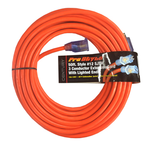 12/3 Lighted Outdoor 15 Amp Extension Cord 50 Ft