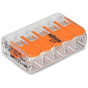 Wago 221-415 Lever 5-Port Wire Connector 24-12 AWG 1=1 Box of 25